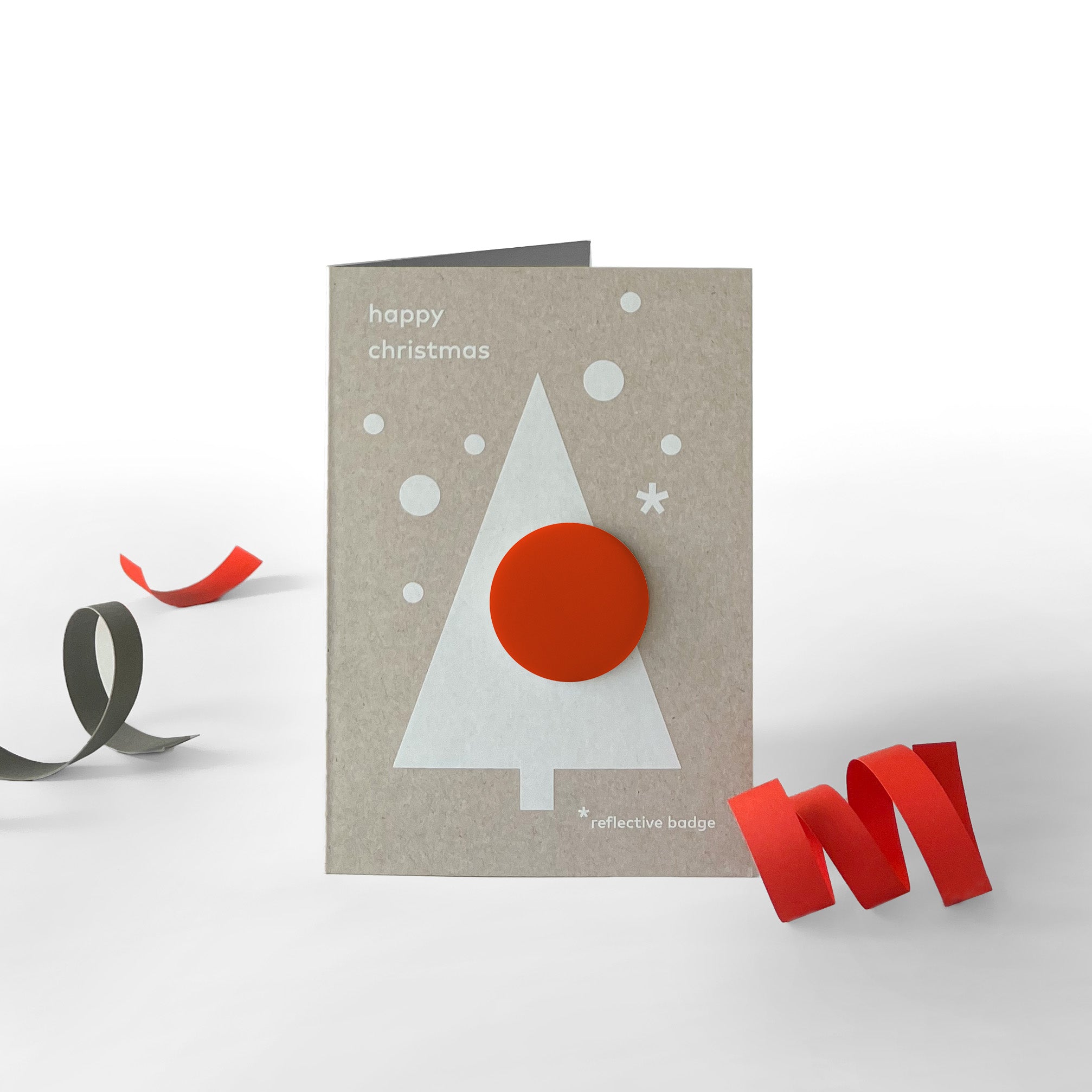 Xmas card with reflective badge – march